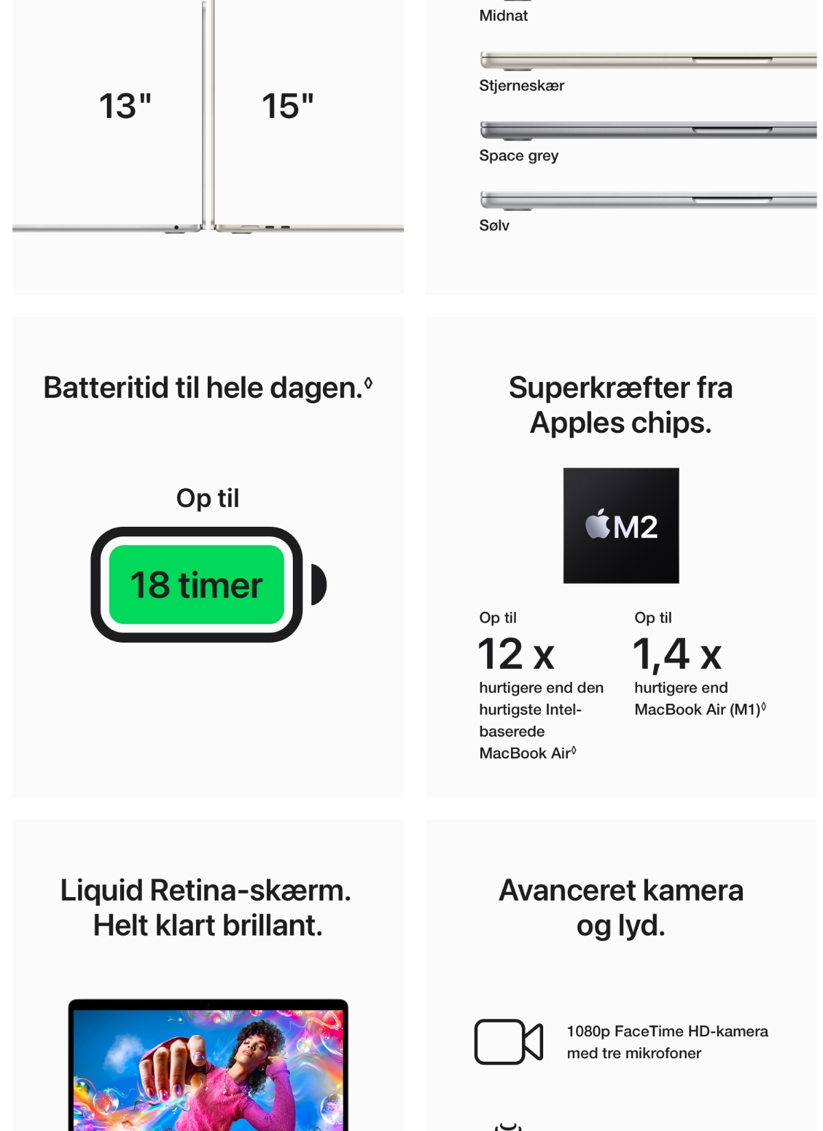 Apple MacBook Air 2022 MLY33DK/A 13" 256 GB, Midnat - POWER.dk