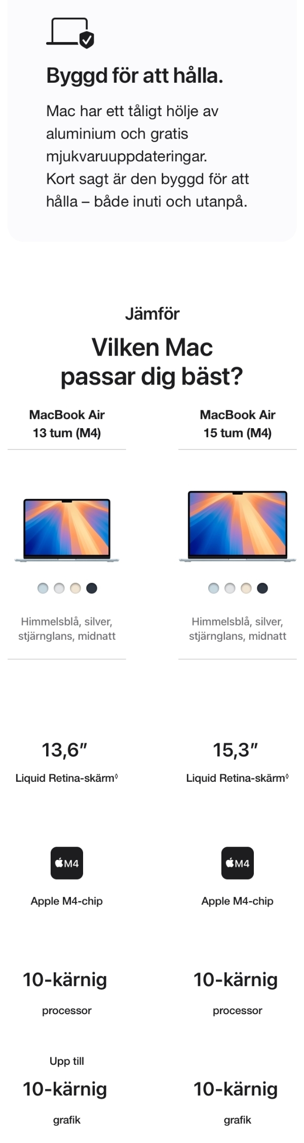 Apple MacBook Air 13" (2025, M4) 16/256 GB, midnatt - Power.se