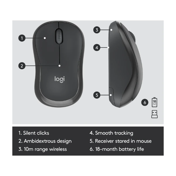 Logitech MK295 langaton näppäimistö ja hiiri, grafiitinharmaa - Power.fi