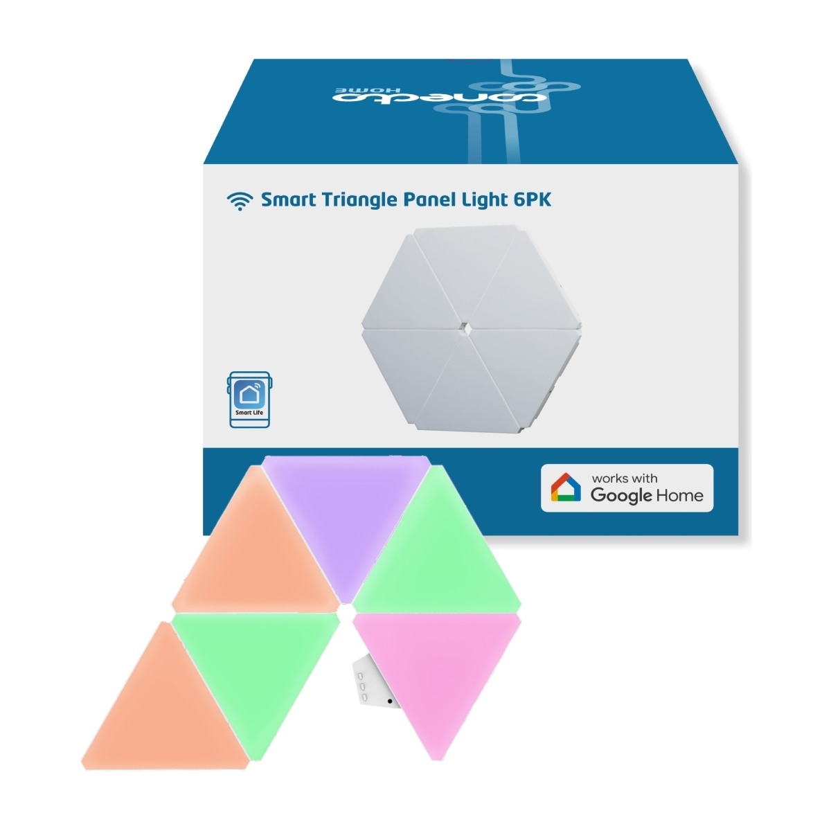 Conecto Smart Triangle valopaneeli 6pk - Power.fi
