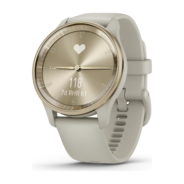 Garmin Vivomove Trend Hybrid smartklokke French grey Light, gold - Power.no