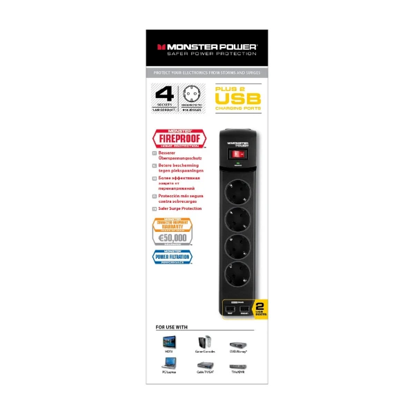 MONSTER EXT. POWER 400 USB SURGE PROTECT - Power.no