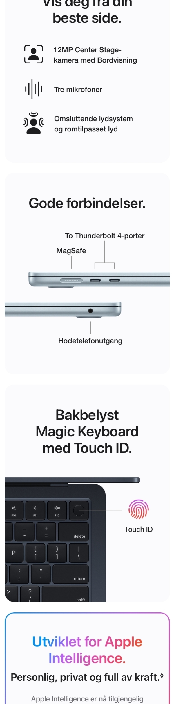 Apple MacBook Air 13" (2025, M4) 16/512 GB, midnatt - Power.no