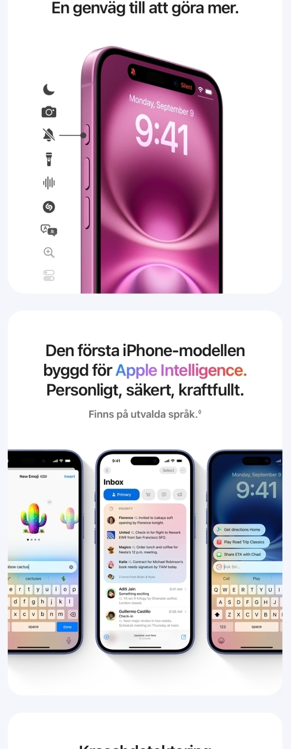 Apple iPhone 16 256 GB, svart - Power.se