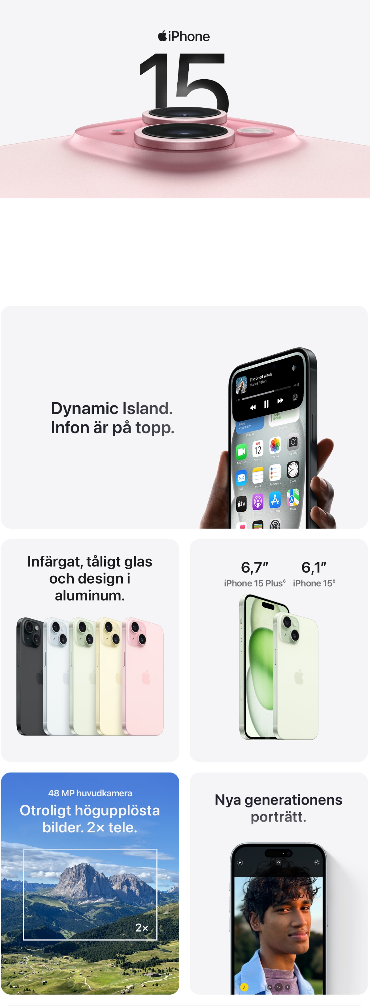 Apple iPhone 15 128 GB, svart - Power.se