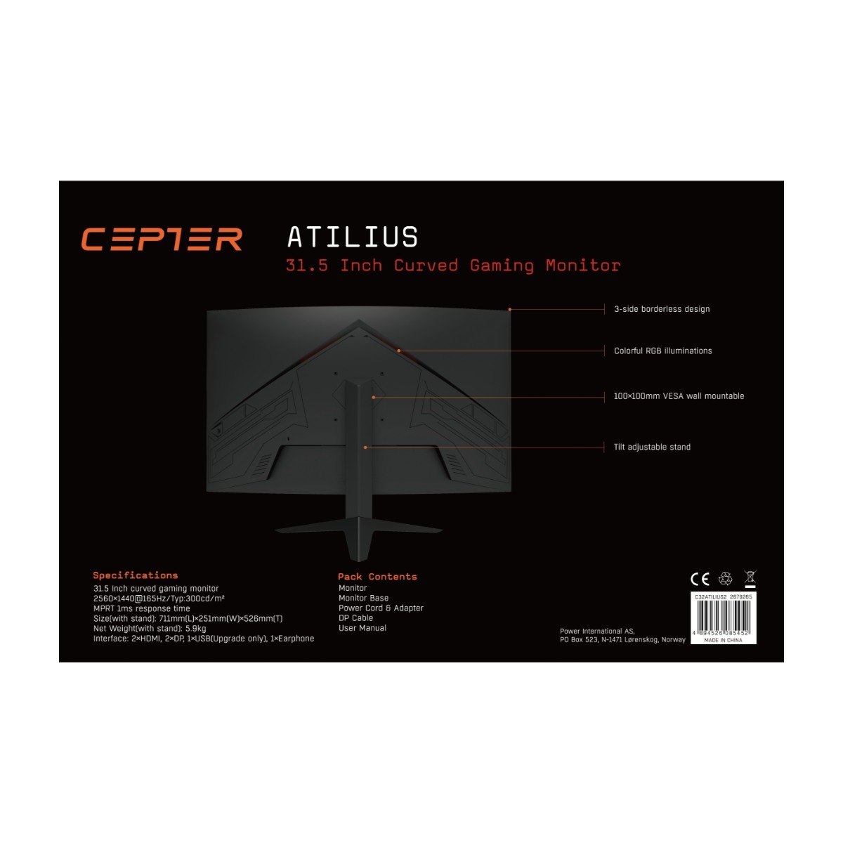 Cepter Atilius 31,5" QHD gaming monitor - CEPTER