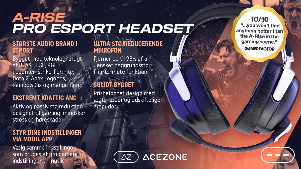 AceZone A-Rise gaming headset, sort - POWER.dk