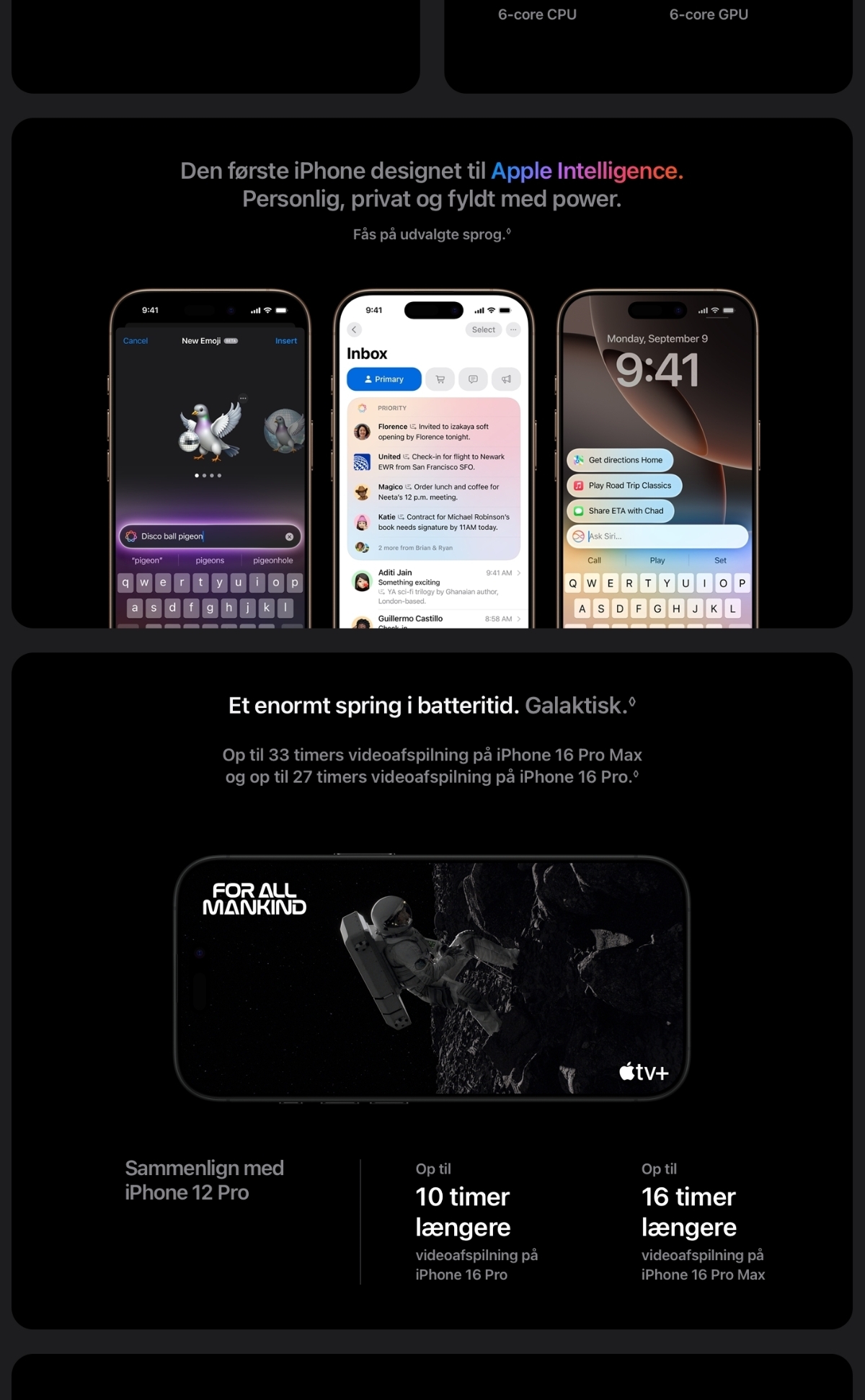 Apple iPhone 16 Pro 256 GB, sort titanium - Punkt1.dk