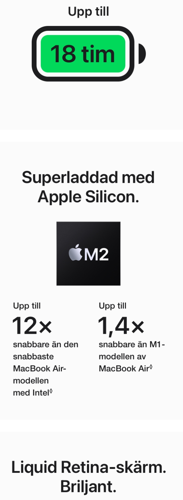 Apple MacBook Air 13" (2022, M2) 16/256 GB, midnatt - Power.se