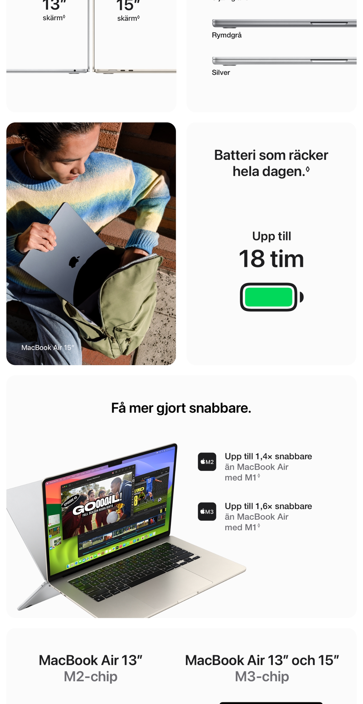 Apple MacBook Air 13" (2024, M3) 16/256 GB, midnatt - Power.se