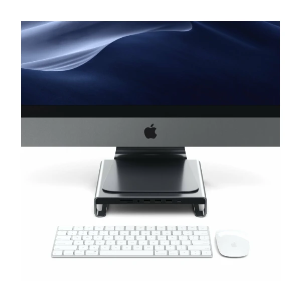 Satechi monitor Stand W/USBC docking Space gray - Power.fi