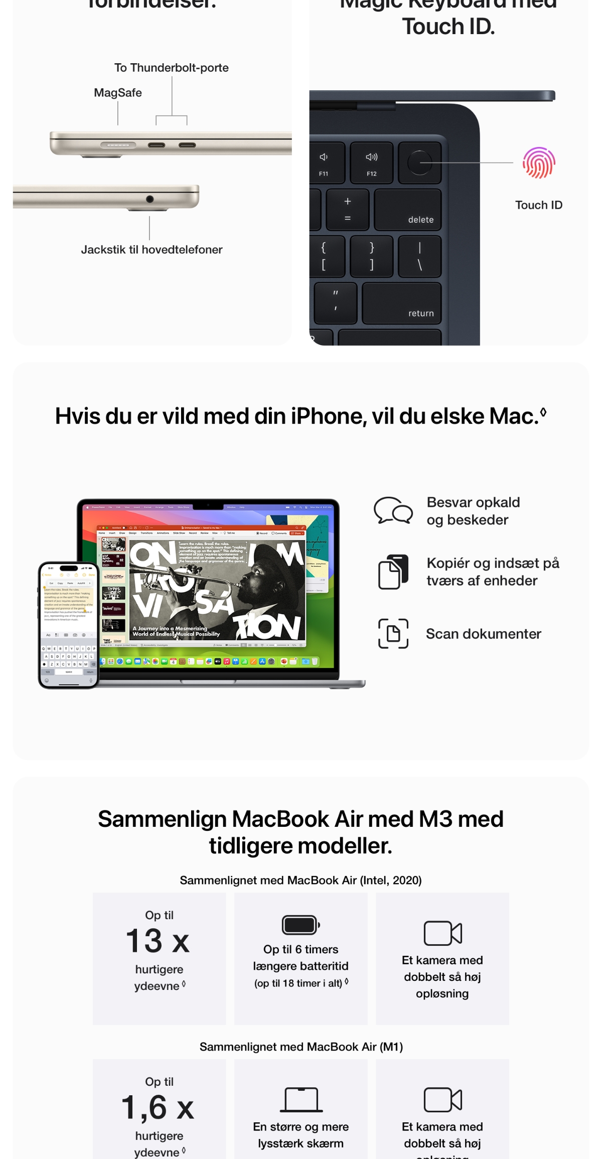 Apple MacBook Air (2024) MRXv3DK/A 13" 256 GB, Midnat - POWER.dk