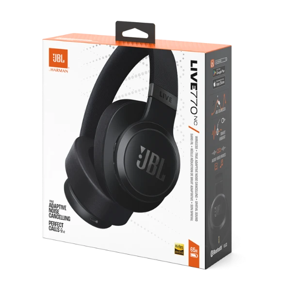 JBL Live 770 trådlösa Over-Ear brusreducerande hörlurar, svart - Power.se