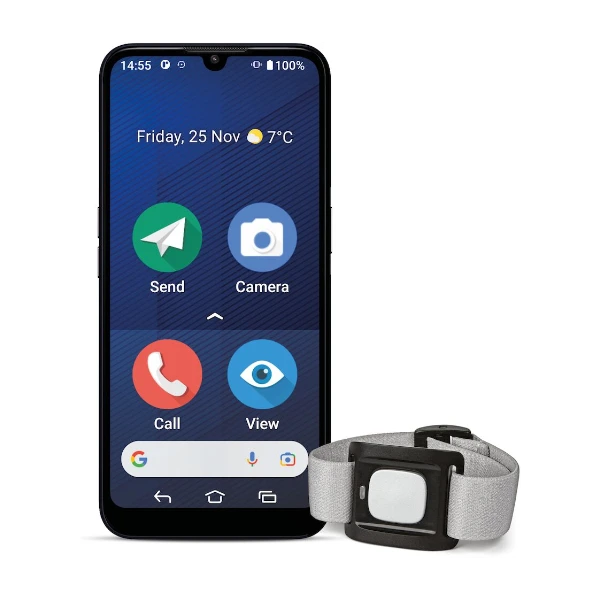 DORO 8210 SECURE SMARTTELEFON + BÆRBAR ALARMKNAPP, BLÅ - Power.no