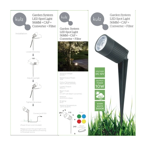 Kulz Garden, 12 V spotlys 10 W, 56 mm RGB - POWER.dk