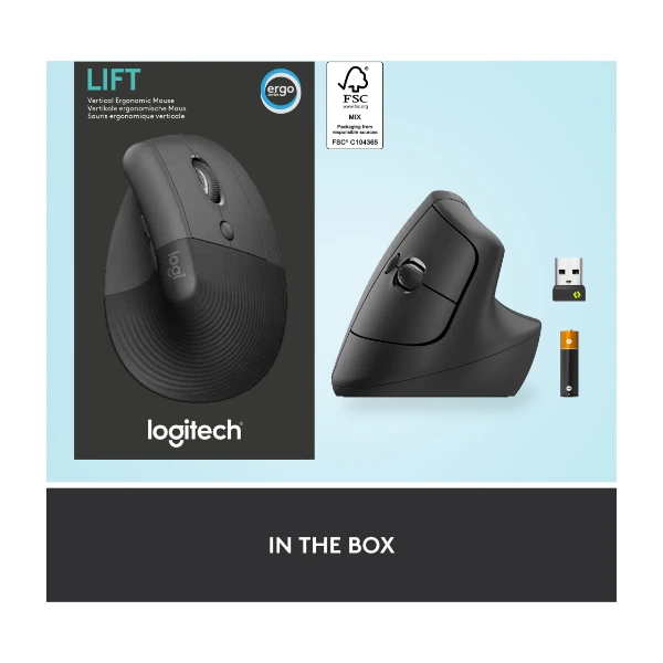 Logitech Lift Ergonominen Pystyhiiri, grafiitti/musta - Power.fi