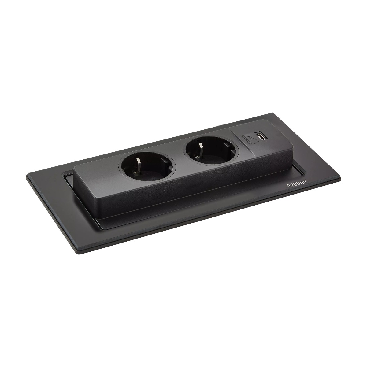 EVOline BackFlip 2 X stik 1 X USB-C, matsort glas - POWER.dk