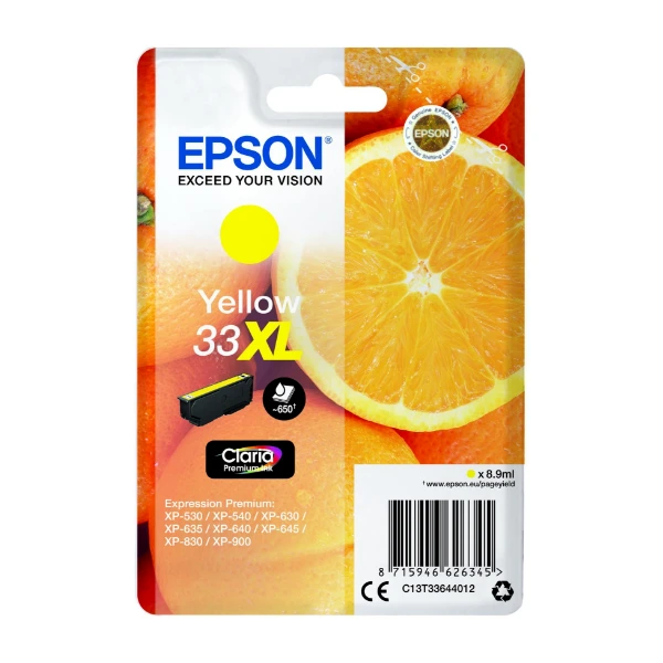 Epson, oranges Singlepack yellow 33Xl Claria Premium ink - Power.se