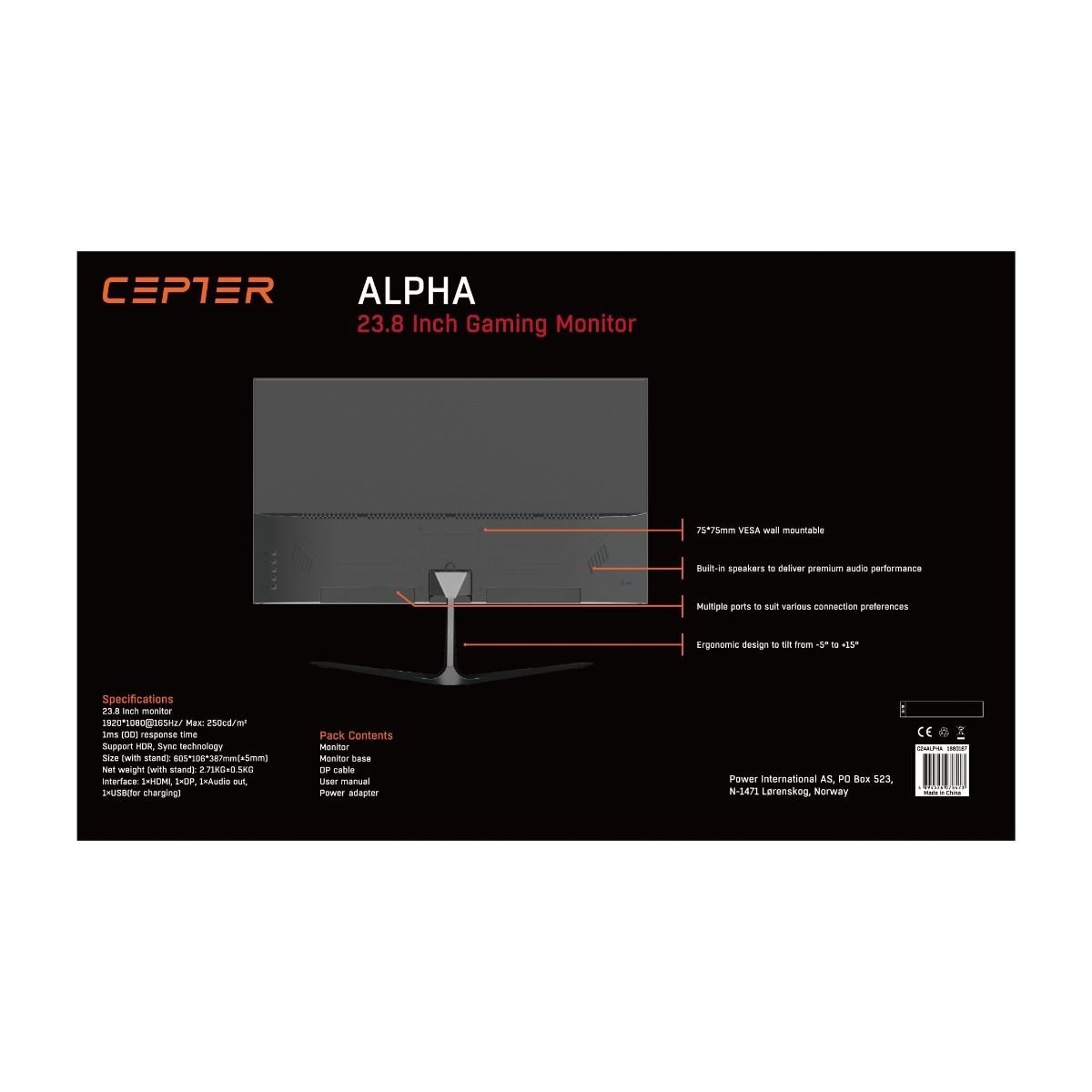 Cepter Alpha 23,8" Full HD gaming monitor - CEPTER