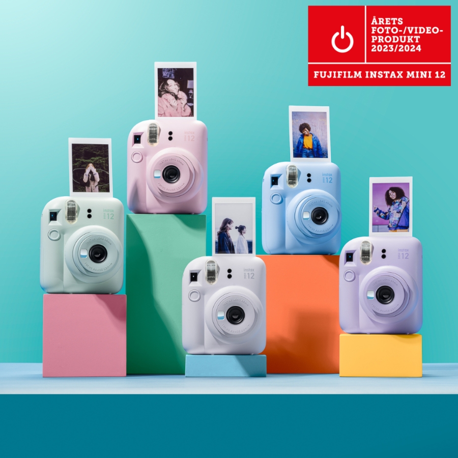Fujifilm Instax Mini 12 øyeblikkskamera + 10 pk Instant Film, rosa ...