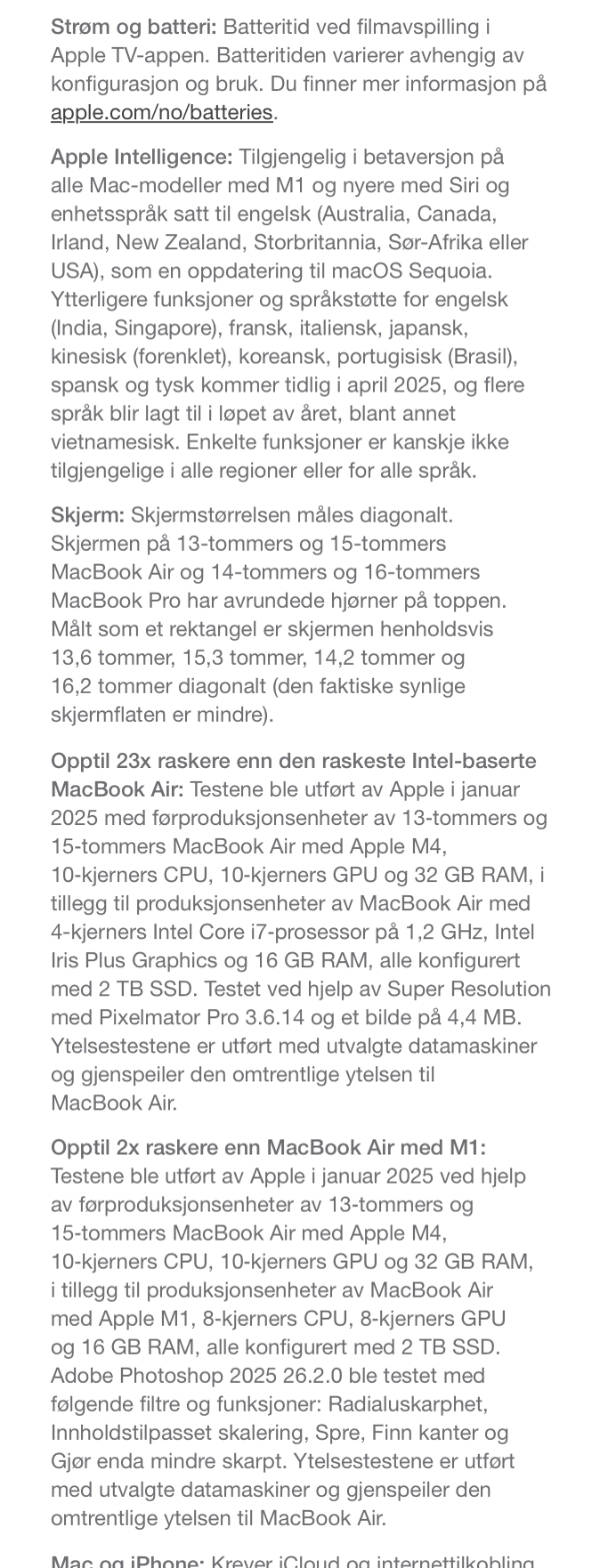 Apple MacBook Air 13" (2025, M4) 16/512 GB, midnatt - Power.no