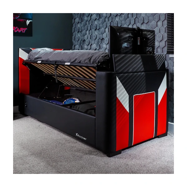 X Rocker Cerberus Ottoman TV Lift Gaming-Seng, rød - POWER.dk
