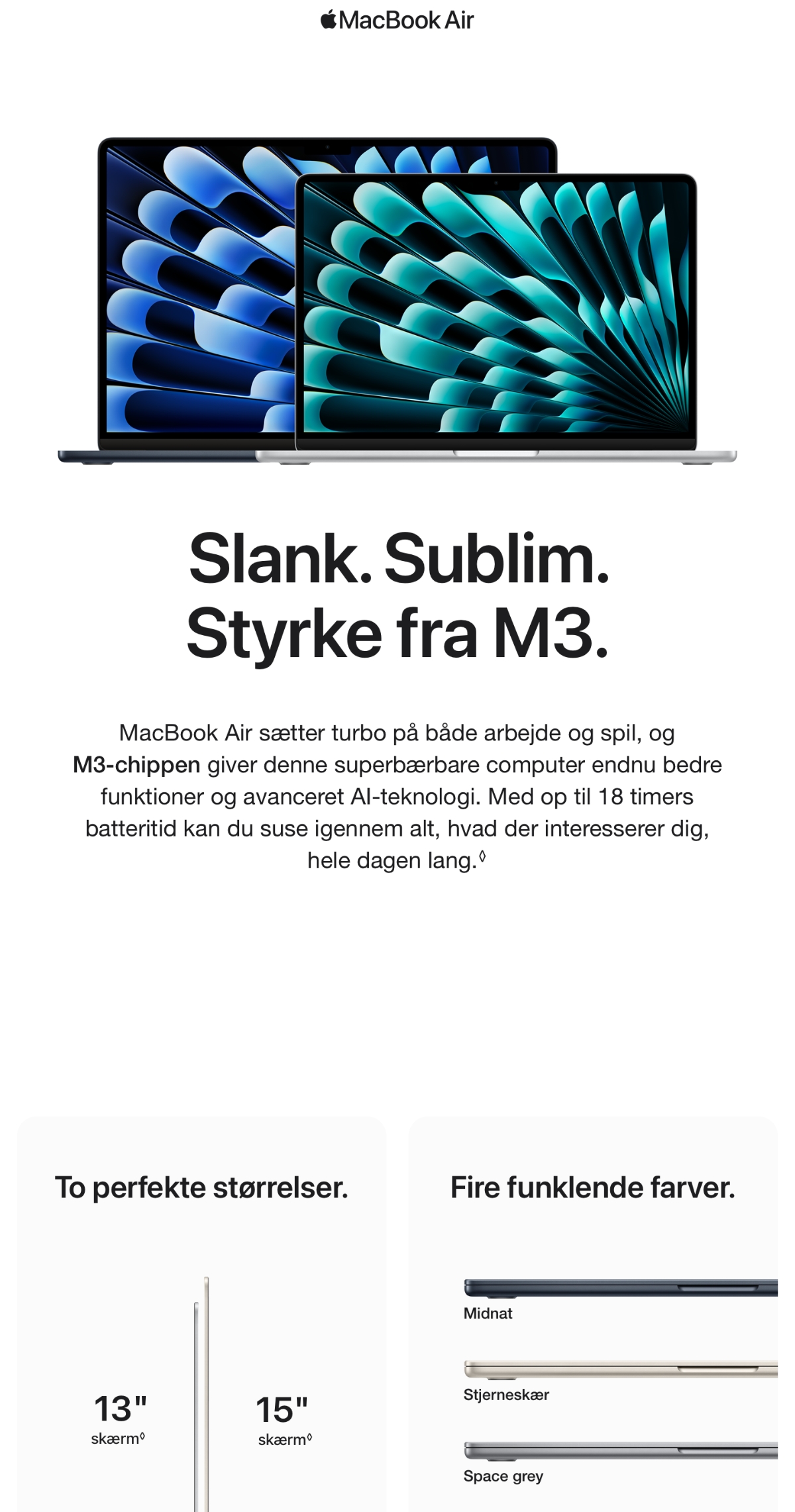 Apple MacBook Air (2024) MRXn3DK/A 13" 256 GB, Space Gray - POWER.dk