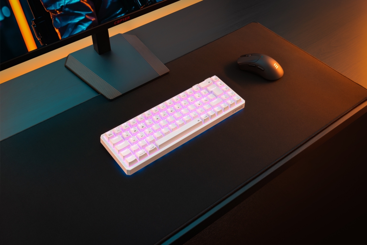 Cepter Explorer Mini trådlöst gamingtangentbord, vitt - Power.se