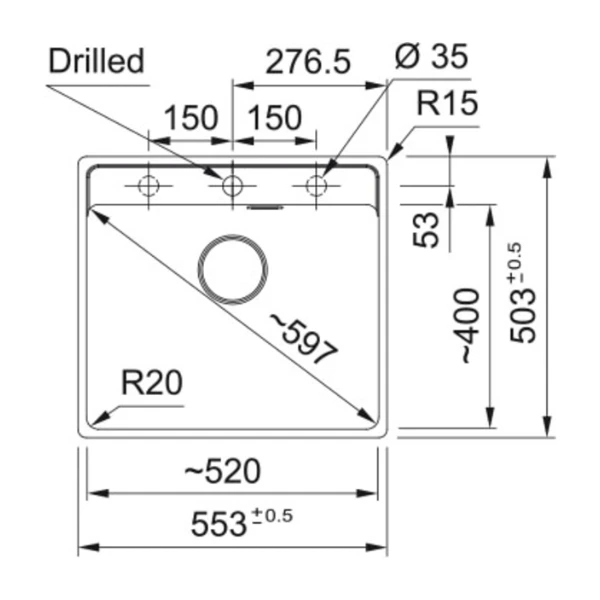Franke MRG 210-52 TL vask, mat sort - POWER.dk