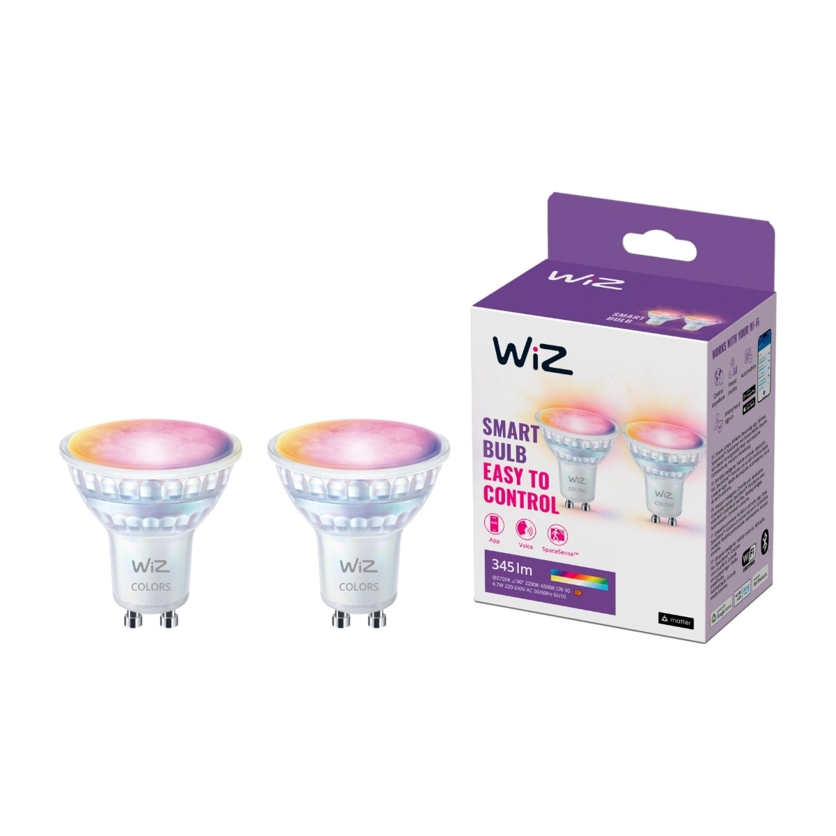WiZ smart pære 4.7W PAR16 GU10, 2 stk - POWER.dk