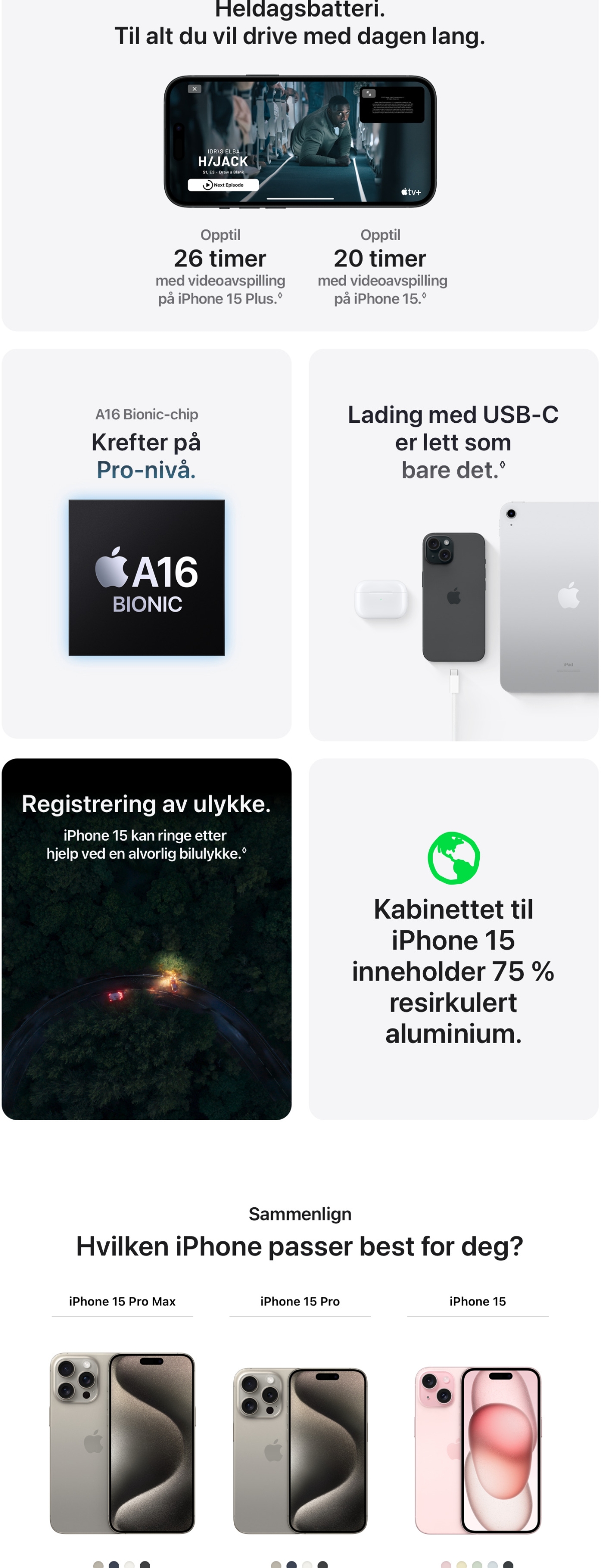 Apple iPhone 15 128 GB, rosa - Power.no